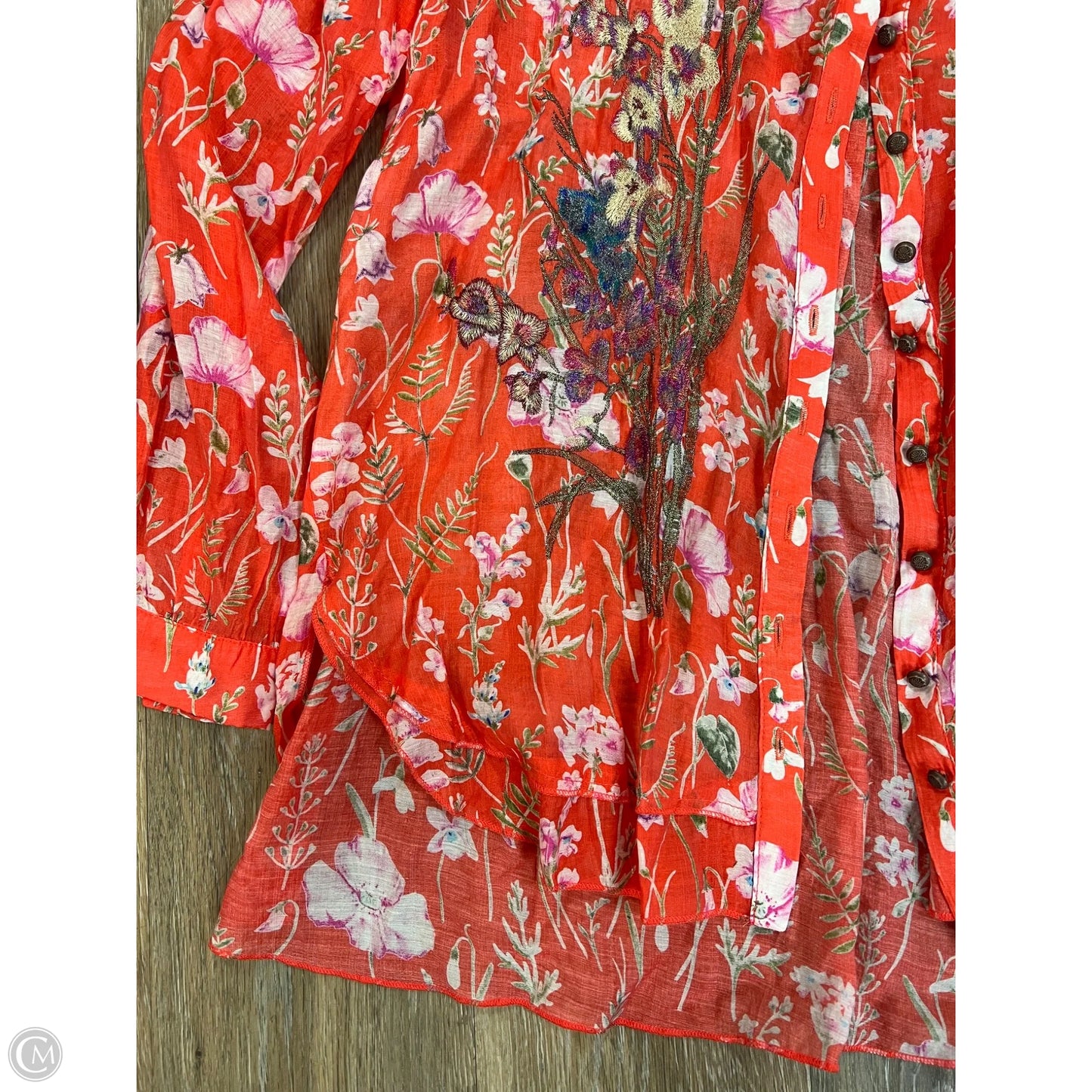 Blouse Long Sleeve By Aratta Silent Journey In Floral Print, Size: M ...